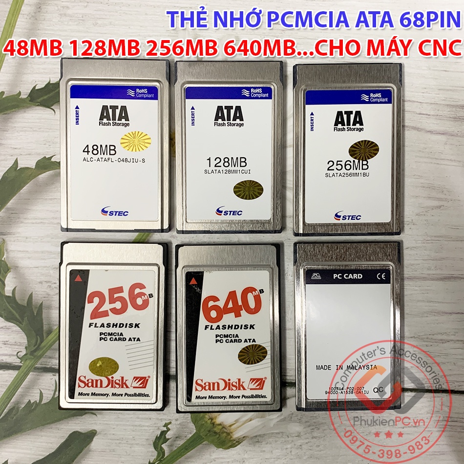 Các loại thẻ PCMCIA 68Pin cho máy CNC, 48MB, 128MB, 256MB, 640MB, 1GB ...