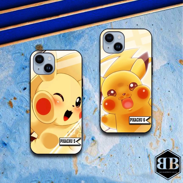 Ốp lưng kính cường lực Iphone 14 / Iphone 14 Plus pikachu đa màu sắc ...
