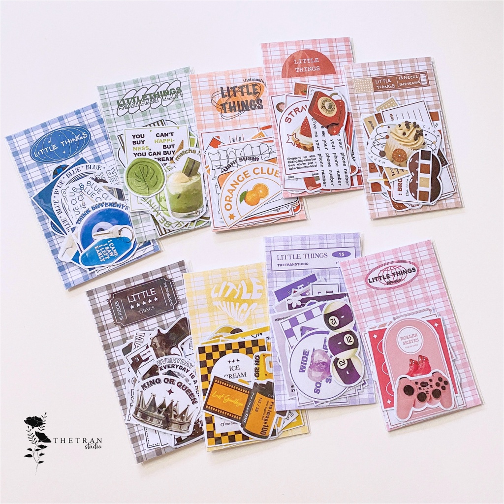 𝐥𝐢𝐭𝐭𝐥𝐞 𝐭𝐡𝐢𝐧𝐠𝐬 (15) bộ stickers cute đồ vật nghệ thuật nhiều màu sắc ...