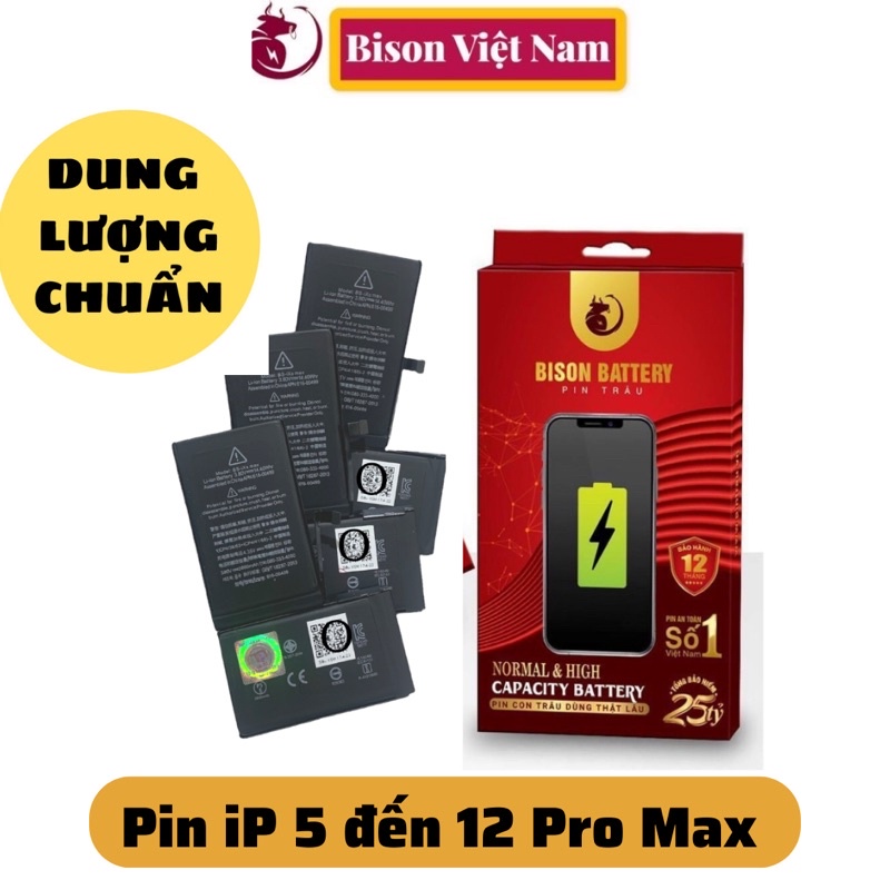 Pin Bison Con Trâu 5/5S/6/7/8/X/Xsmax/11/12/13Promax Tặng Kèm Seal Dán ...