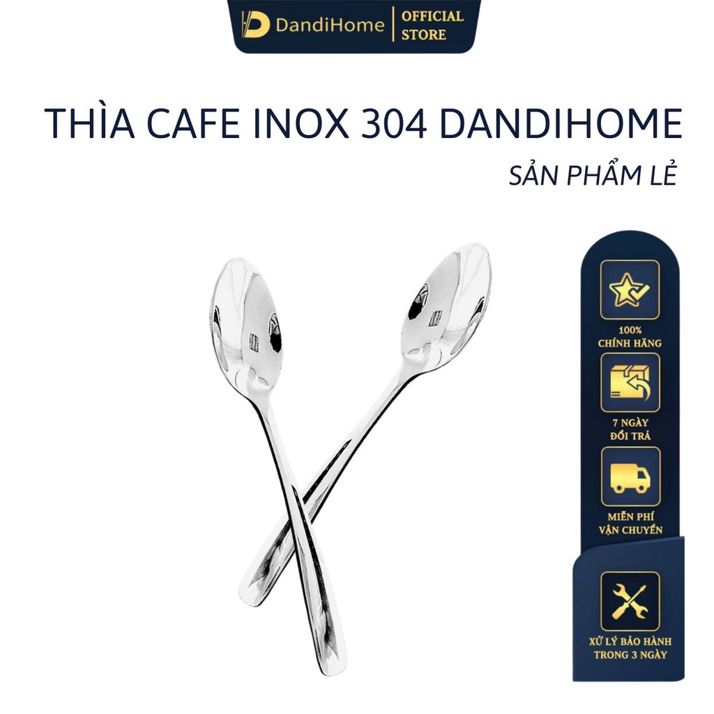 Thìa cafe DandiHome inox 304 cao cấp dùng để uống cafe, uống trà, ăn ...