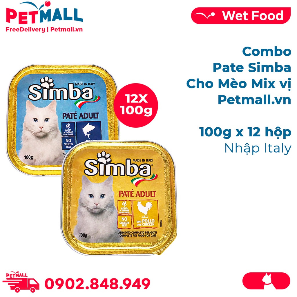 Combo Pate Simba cho Mèo 100g - 12 hộp, nhập Italy Petmall | Shopee ...