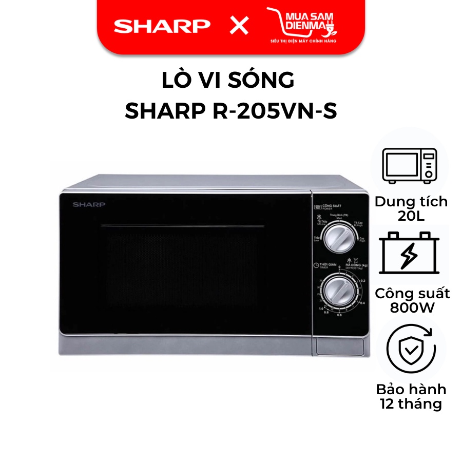 Lò Vi Sóng Sharp R-205VN(S) 20L | Lò vi sóng không nướng Sharp 205VN công suất 800W\ Hàng chính ...