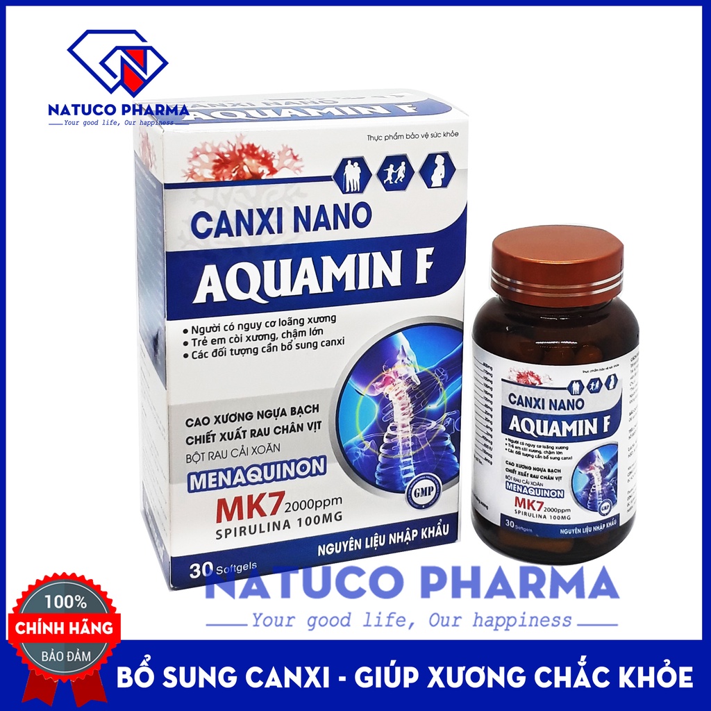 Viên Uống Bổ Sung Canxi Nano Aquamin F + Vitamin D3, Vitamin K2 Phát triển hệ xương, chắc khỏe ...