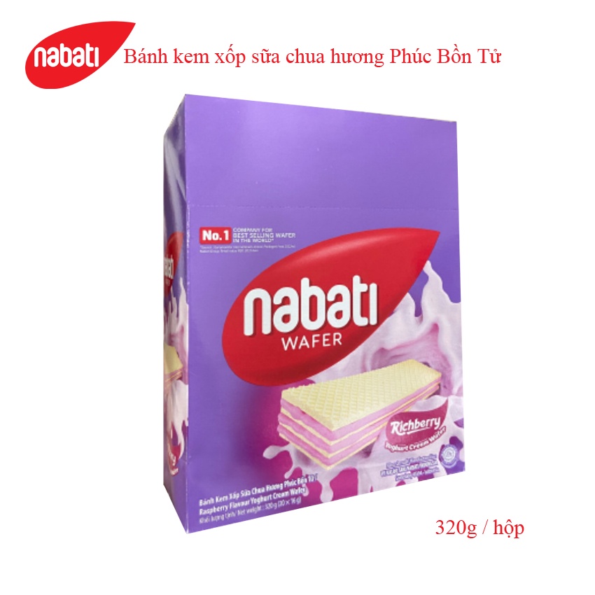 Bánh Xốp Kem Sữa Chua Nabati Hương Phúc Bồn Tử Hộp 320g (20 bánh *16g ...