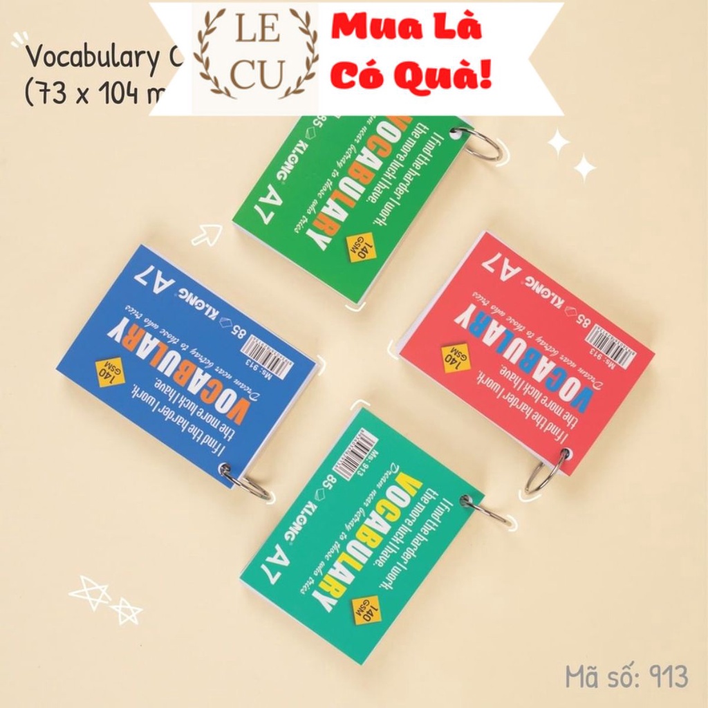 Tập thẻ Index Card Sổ Index Card A7- có móc treo 140/92; học ngoại ngữ ...