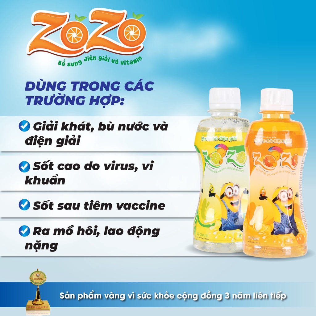 Nước bù điện giải ZoZo bổ sung nước, chất điện giải và vitamin cho cơ ...
