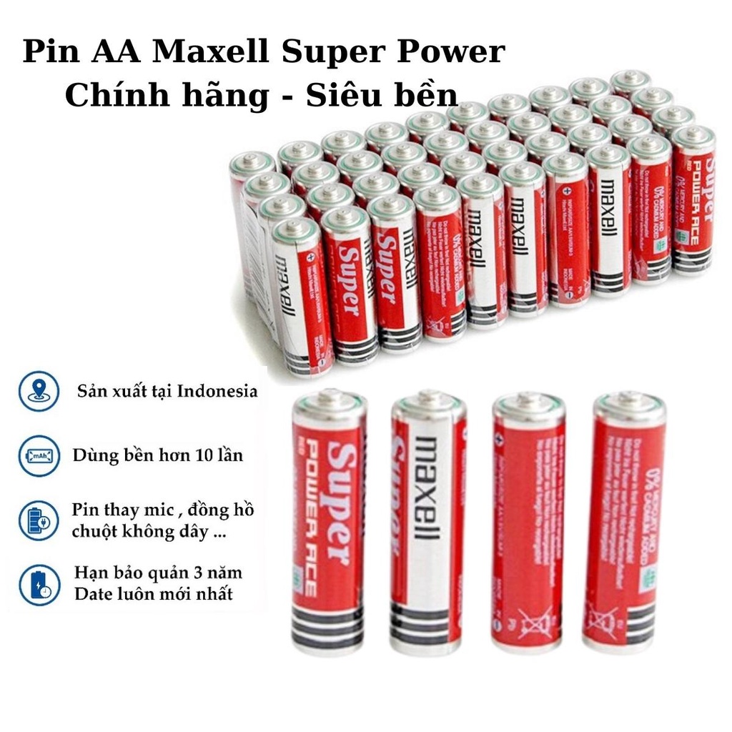 Pin AA Maxell Super Power 1,5V, pin tiểu chính hãng siêu bền | Shopee ...