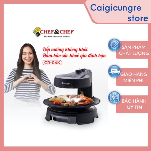 Bếp nướng BBQ 360 CHEF&CHEF, Chảo nướng xoay 360 độ tự động giúp thức ...