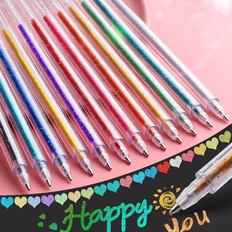 RUIXIANG Set 12 Bút Gel Kim Tuyến Lấp Lánh Ánh Kim Nhiều Màu Sắc ...