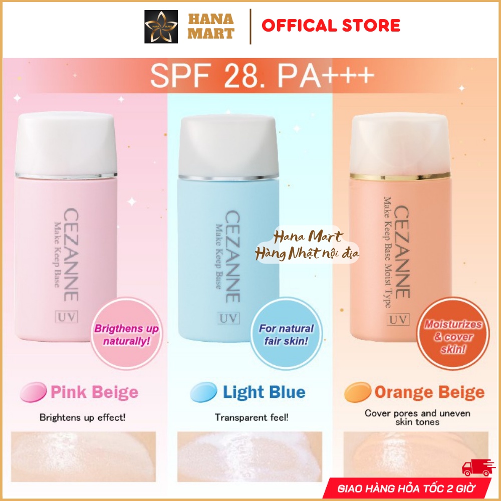 Kem lót trang điểm Nhật Bản Cezanne Make Keep Base Light Blue 30ml 3 tone tự nhiên, trắng hồng ...