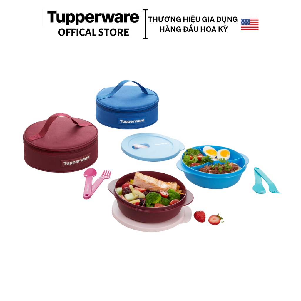 Bộ hộp cơm chia ngăn Tupperware Crystalwave Lunch Set - Dùng được lò vi ...