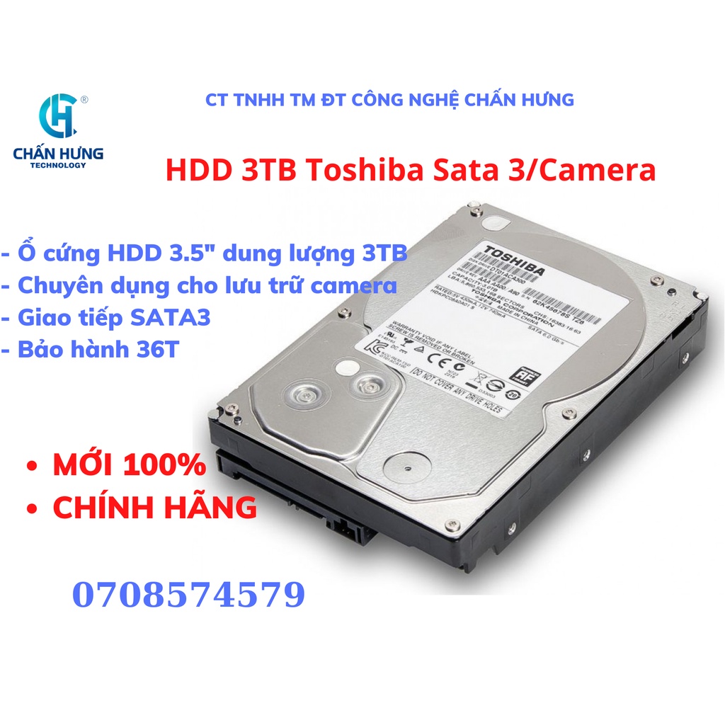 Ổ cứng HDD 3TB Toshiba Sata 3 Camera - CHÍNH HÃNG | Shopee Việt Nam