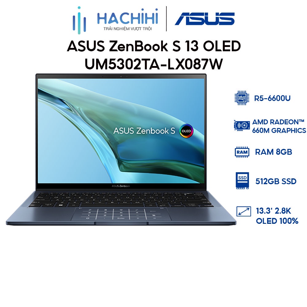 Laptop ASUS ZenBook S 13 OLED UM5302TA-LX087W (R5-6600U 8GB 512GB AMD ...
