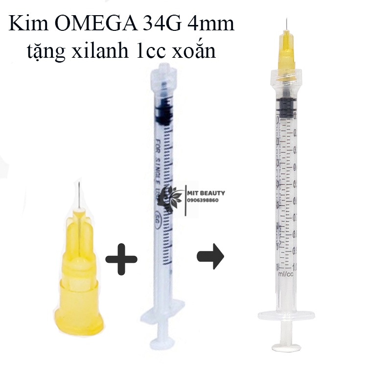 Đầu kim meso 34G 4mm OMEGA Ultra Sharp Premium Needle cao cấp Hàn Quốc nanoneedle tiêm cá hồi ...