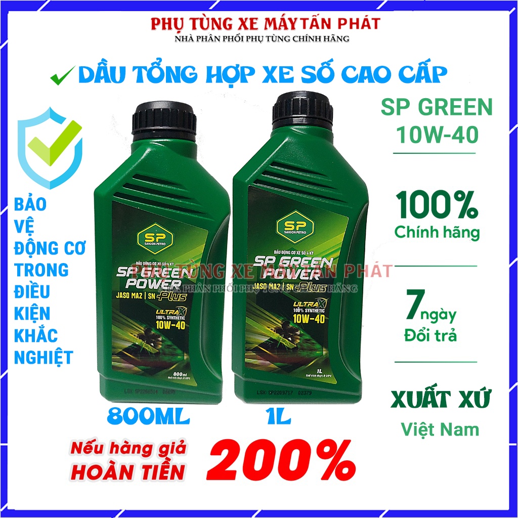 Dầu Nhớt Cao Cấp Tổng Hợp Xe Số 0.8L /1L SP GREEN POWER SN Bảo Vệ Động ...