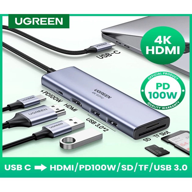 Hub USB C 6 in 1 Ugreen 70411 60384 15214 (USB Tye C to HDMI,2USB3.0+SD ... Hub USB C 6 in 1 Ugreen 70411 60384 15214 (USB Tye C to HDMI,2USB3.0+SD ...