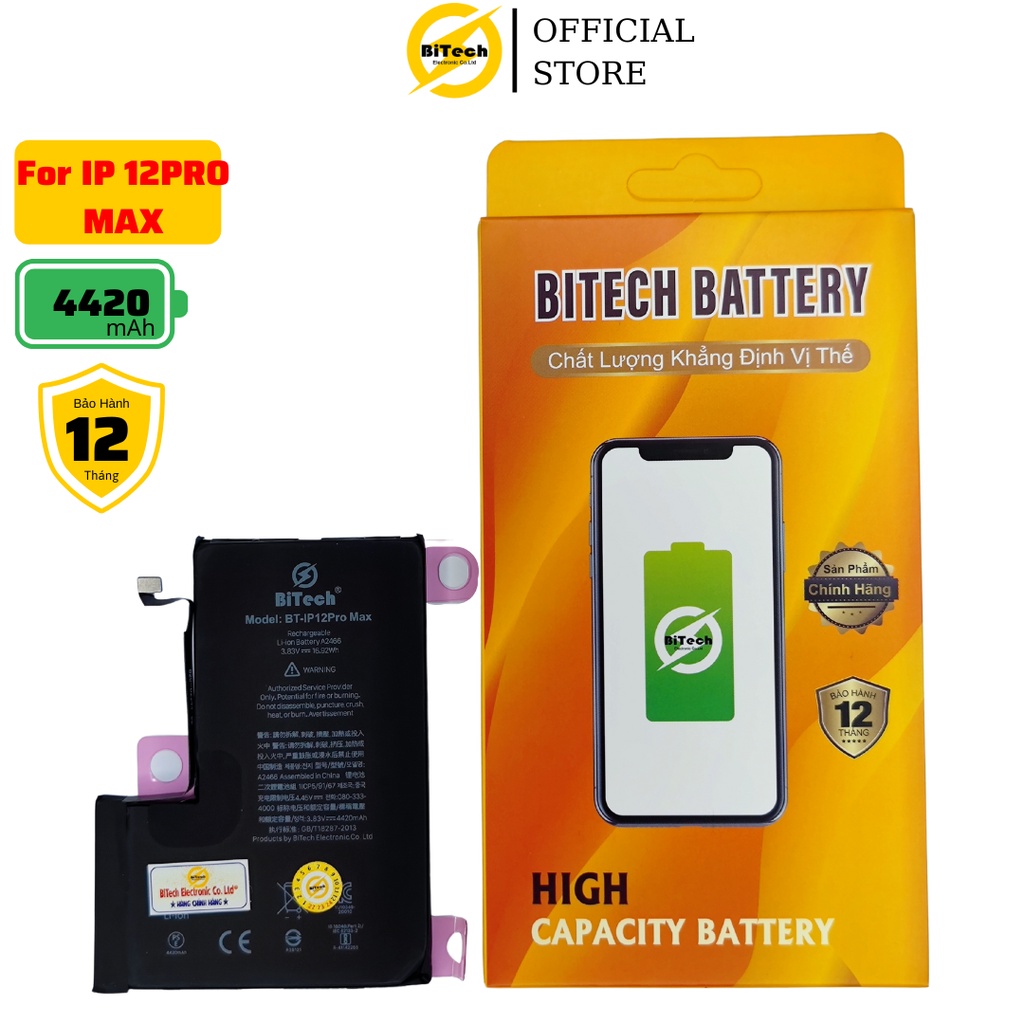 Pin IP12 PRO MAX Dung Lượng Cao BITECH 12 PRO MAX - 4420 mAh ( Tặng kèm ...