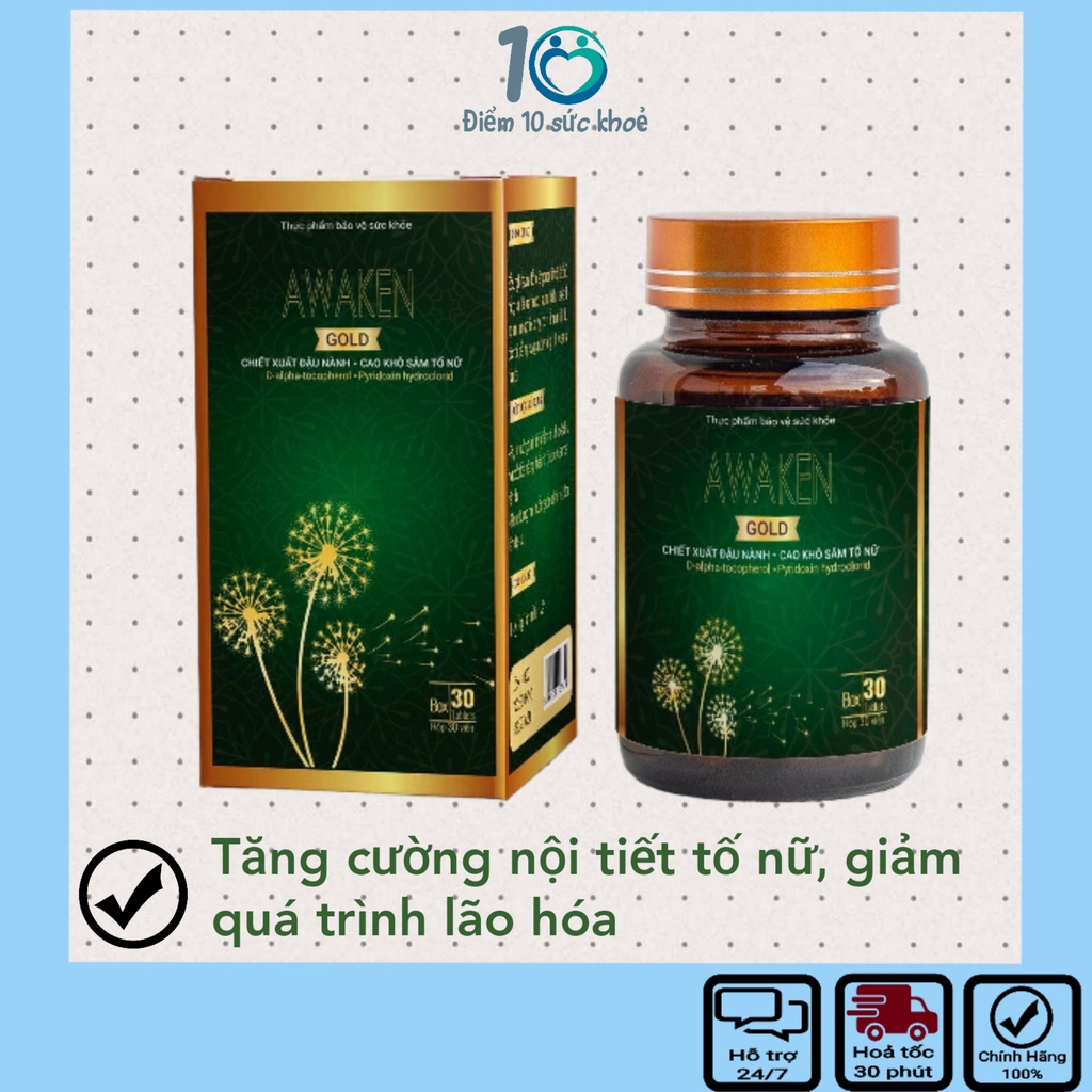 Viên uống nội tiết tố nữ AWAKEN GOLD bổ sung mầm đậu nành, hạn chế lão ...