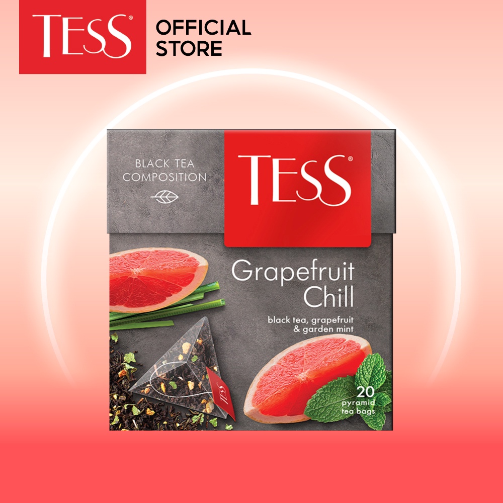 [DATE 3/2024]Trà đen Tess Grapefruit Chill vị bưởi và bạc hà 20 gói/hộp ...