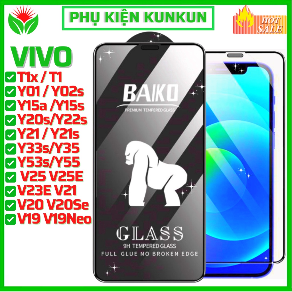 Cường lực Baiko Vivo Y12s T1x T1 Y15a Y15s Y35 Y53s Y55 Y33s Y22s Y16 Y21 Y21s Y02s Y01 Y20s V25 ...