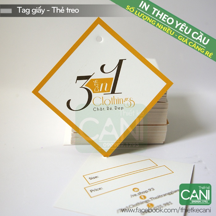 500c In theo yêu cầu Tag Thẻ Giấy vuông thoi 5x5cm Tem treo quần áo ...