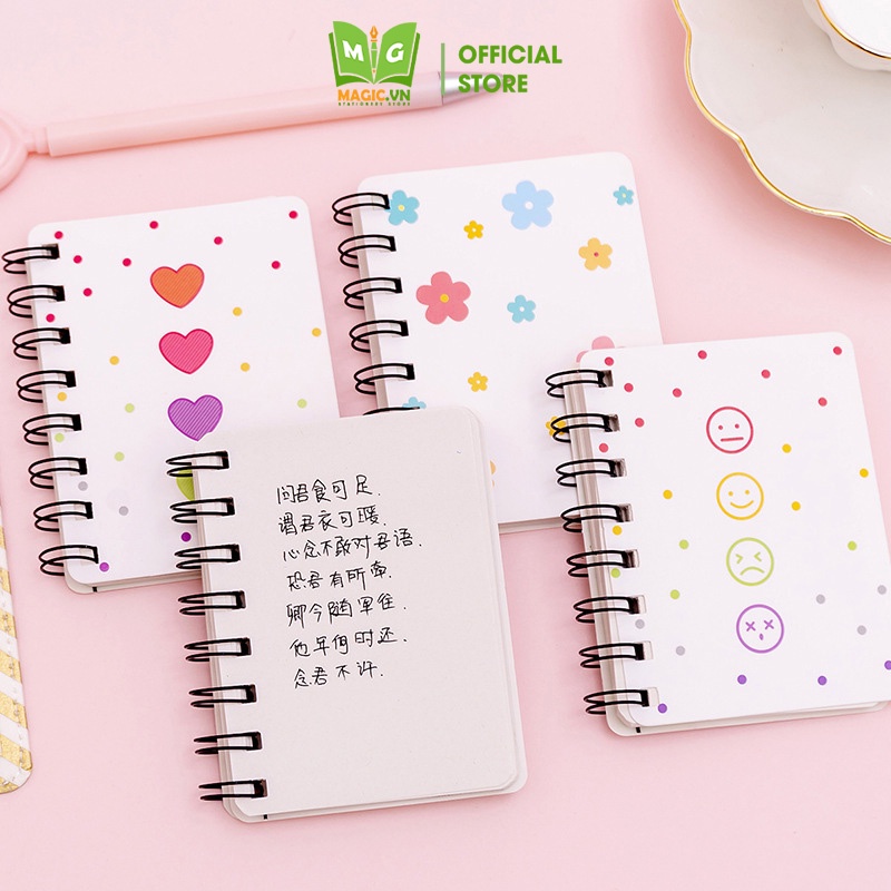 Sổ Tay Ghi Chép Mini Cute MAGIC Sổ Còng Lò Xo A7 160 Trang Nhiều Mẫu ...