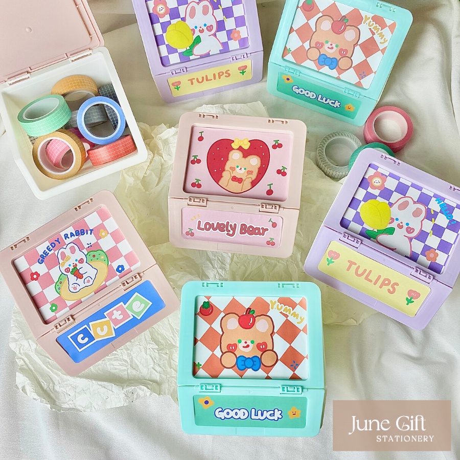 Hộp nhựa đựng sticker, băng dính washi, lưu trữ đồ dùng học tập xinh ...