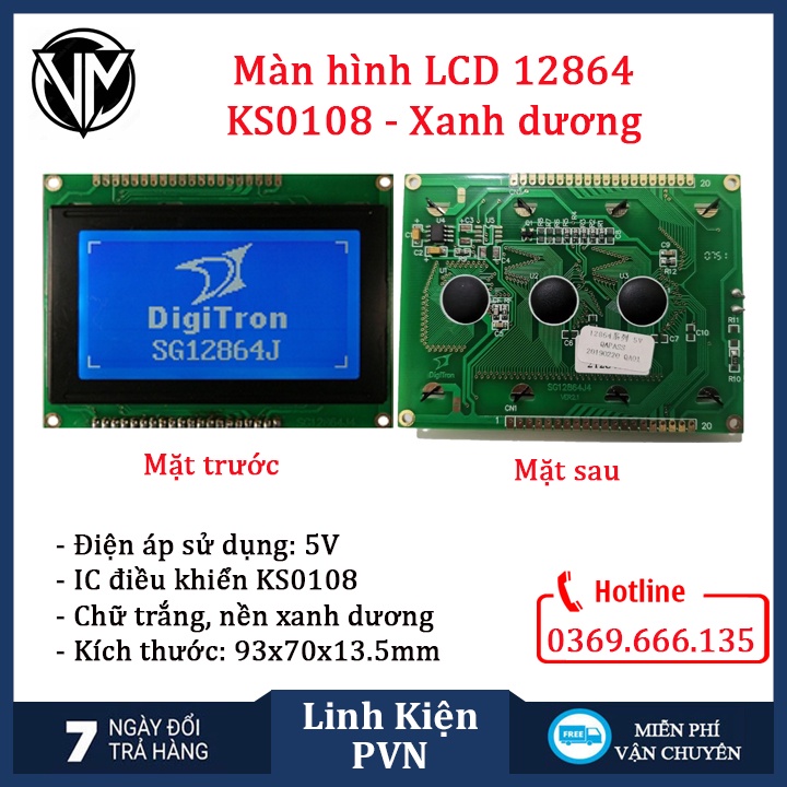 LCD 12864 Graphic Xanh Dương ST7920 / KS0108 | Shopee Việt Nam