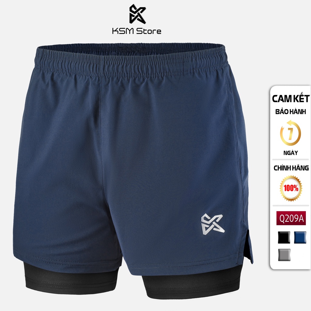Quần Đùi Thể Thao 2 Lớp Tập Gym Nam KSM Store Thiết Kế Xẻ V, Túi Zip ...