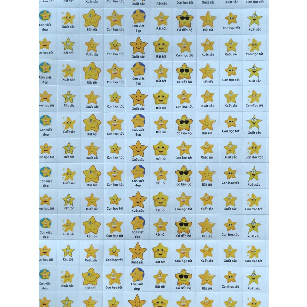 Sticker "CON HỌC TỐT - XUẤT SẮC - SAO VÀNG" - Sticker khen thưởng học ...