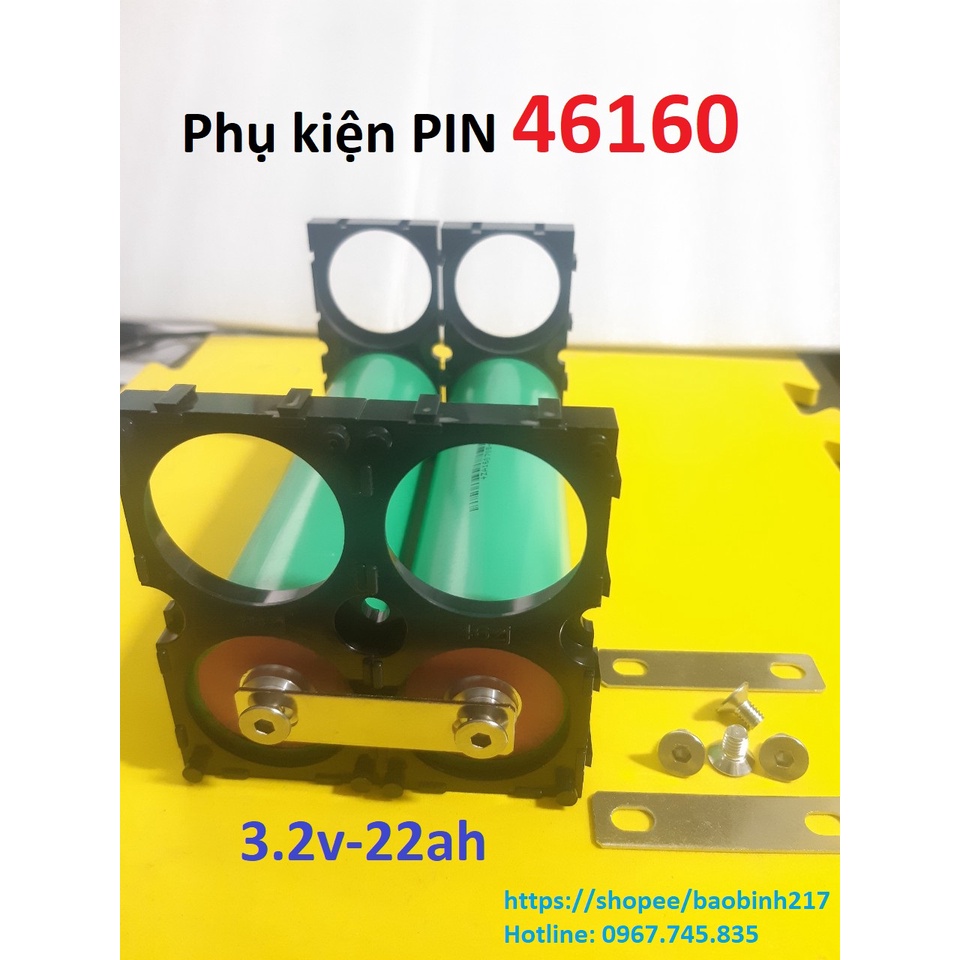 Phụ kiện lắp pin 46160: khung nhựa, cầu nối đồng, vít bắt cực pin ...