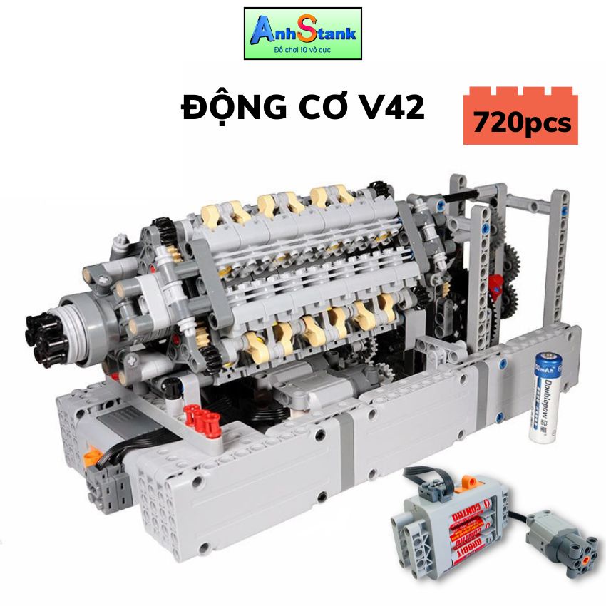 Động cơ oto technic V42 tương thích với MOC, 9686, dòng technic và education bảo hành 1 : 1 ...