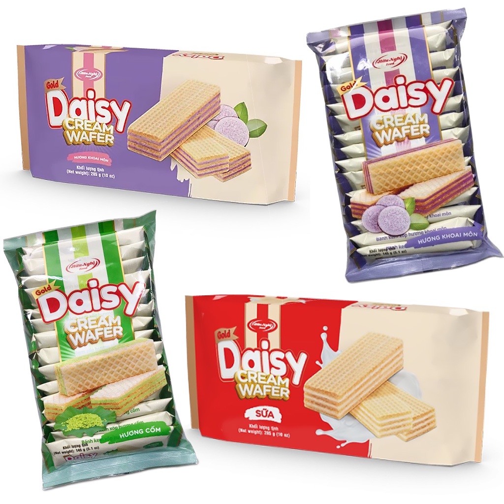 Bánh kem xốp Gold Daisy Cream Wafer Hữu Nghị hương Sữa/Khoai môn/Cốm - gói 285g /145g | Shopee ...