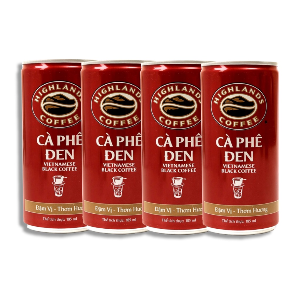 [Combo 4 Lon] Cà Phê Đen HIGHLANDS COFFEE 185ml | Shopee Việt Nam