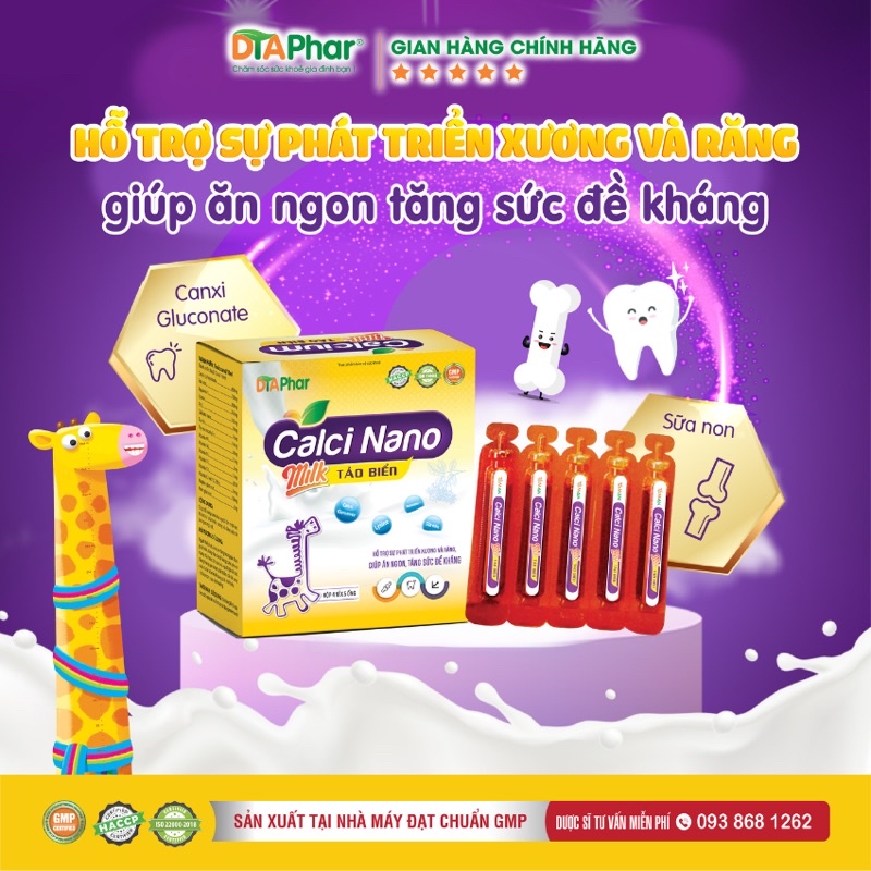 Calci Nano Milk Tảo Biển Hỗ trợ sự phát triển xương và răng, GIÚP ĂN NGON,TĂNG ĐỀ KHÁNG cho trẻ ...