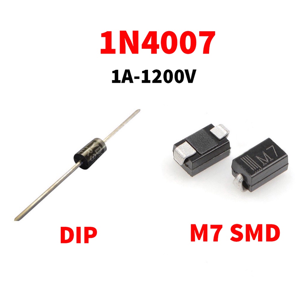 Túi 10 Con - Diode Chỉnh Lưu Dòng 1N4007 1A/1200V DO-41 Chân Cắm DIP ...