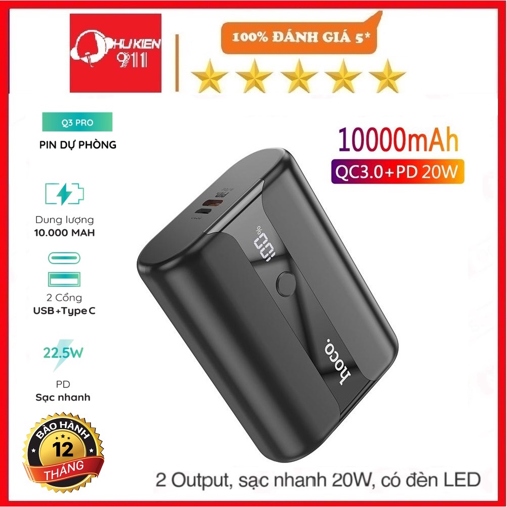 Pin Sạc Dự Phòng Hoco Q3 Pro Polymer 1 Cổng Usb 1 Cổng Type C Pd Qc3.0 22.5w 10000mah Màn Hình ...