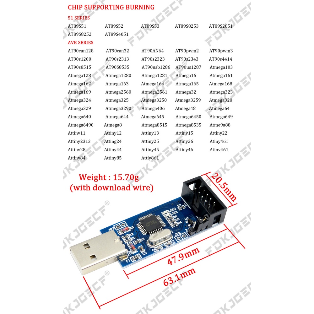 1 Bộ Lập Trình USBASP AVR USB ISP USB ASP ATMEGA8 ATMEGA128 Hỗ Trợ Win7 ...
