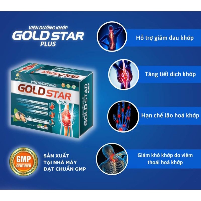 Viên uống dưỡng khớp GOLD STAR PLUS, giảm đau xương khớp tăng tiết dịch ...