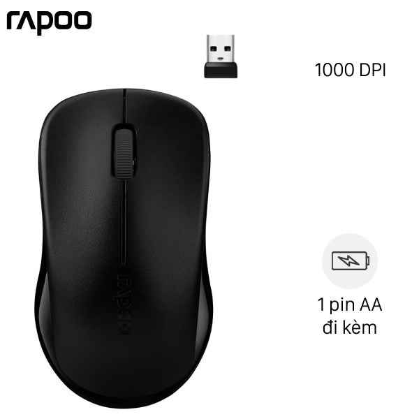 Chuột Không dây Rapoo 1620 Đen | Shopee Việt Nam