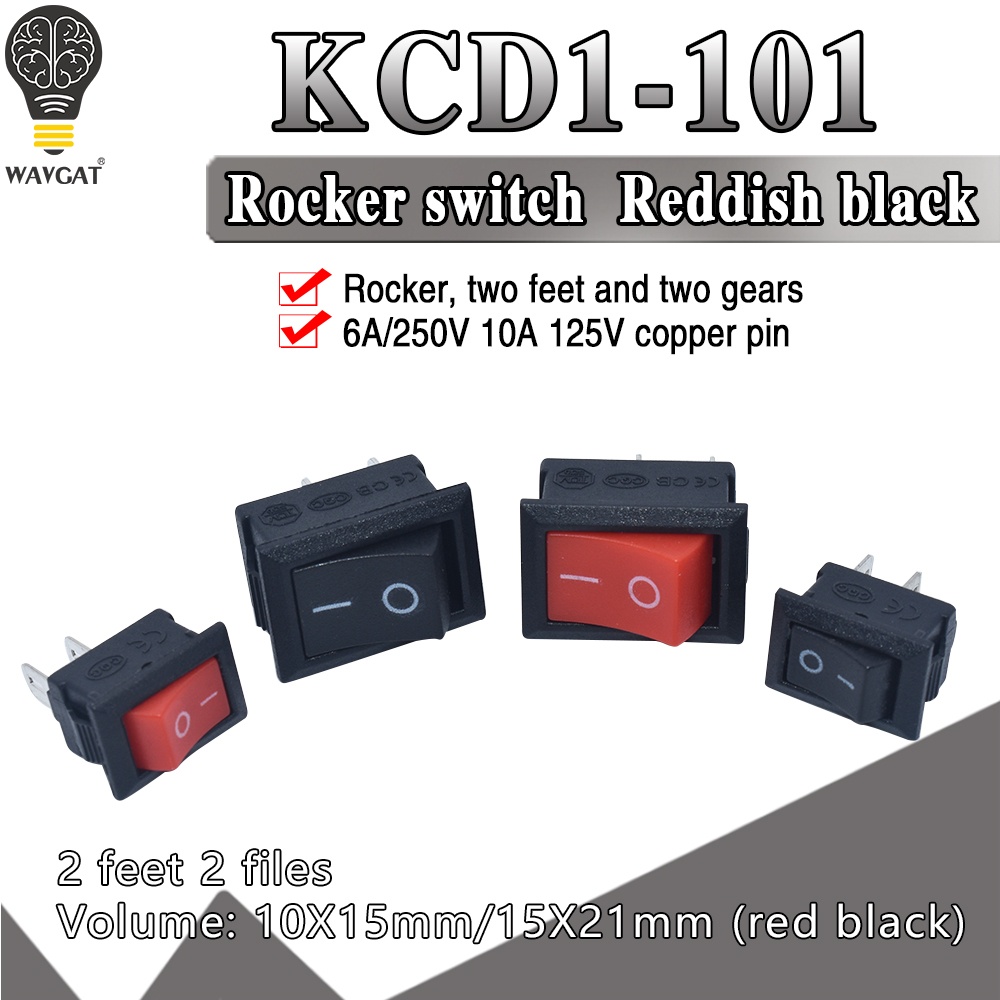 Set 5 Công Tắc Bật / Tắt KCD1 6A-10A 250V KCD1-101 2Pin 10 * 15 21 ...