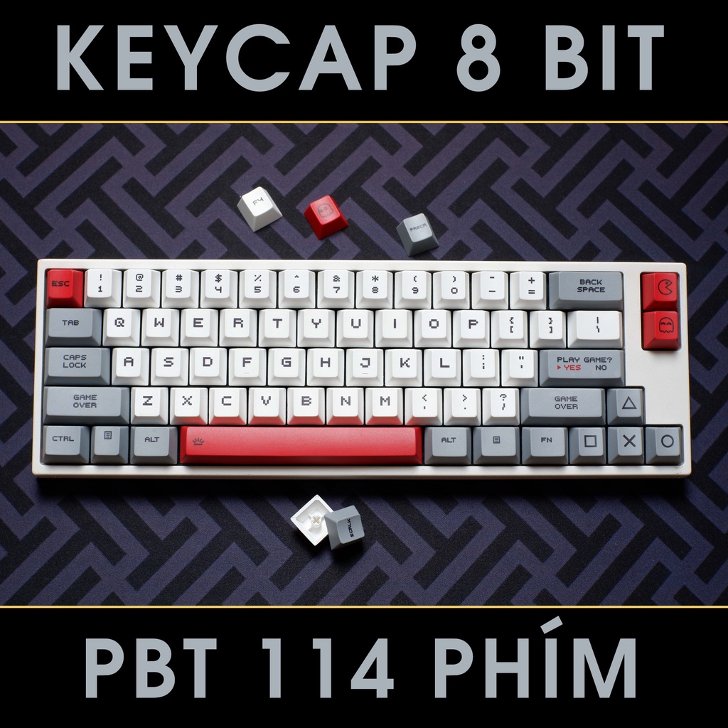 Keycap RETRO 8 BIT Thick PBT Dyesub 114 Phím Cherry Profile Cho Bàn ...