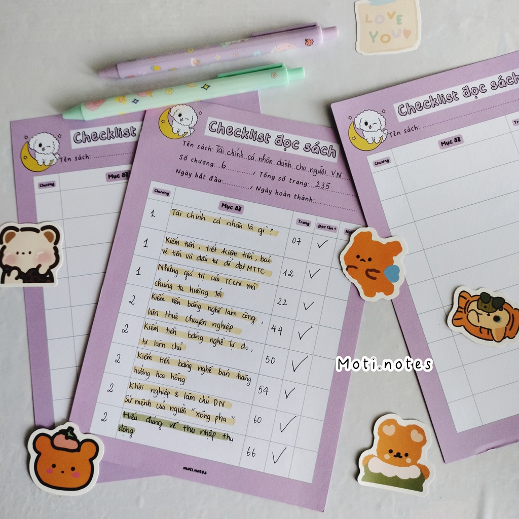 Checklist đọc sách moti.notes | Shopee Việt Nam