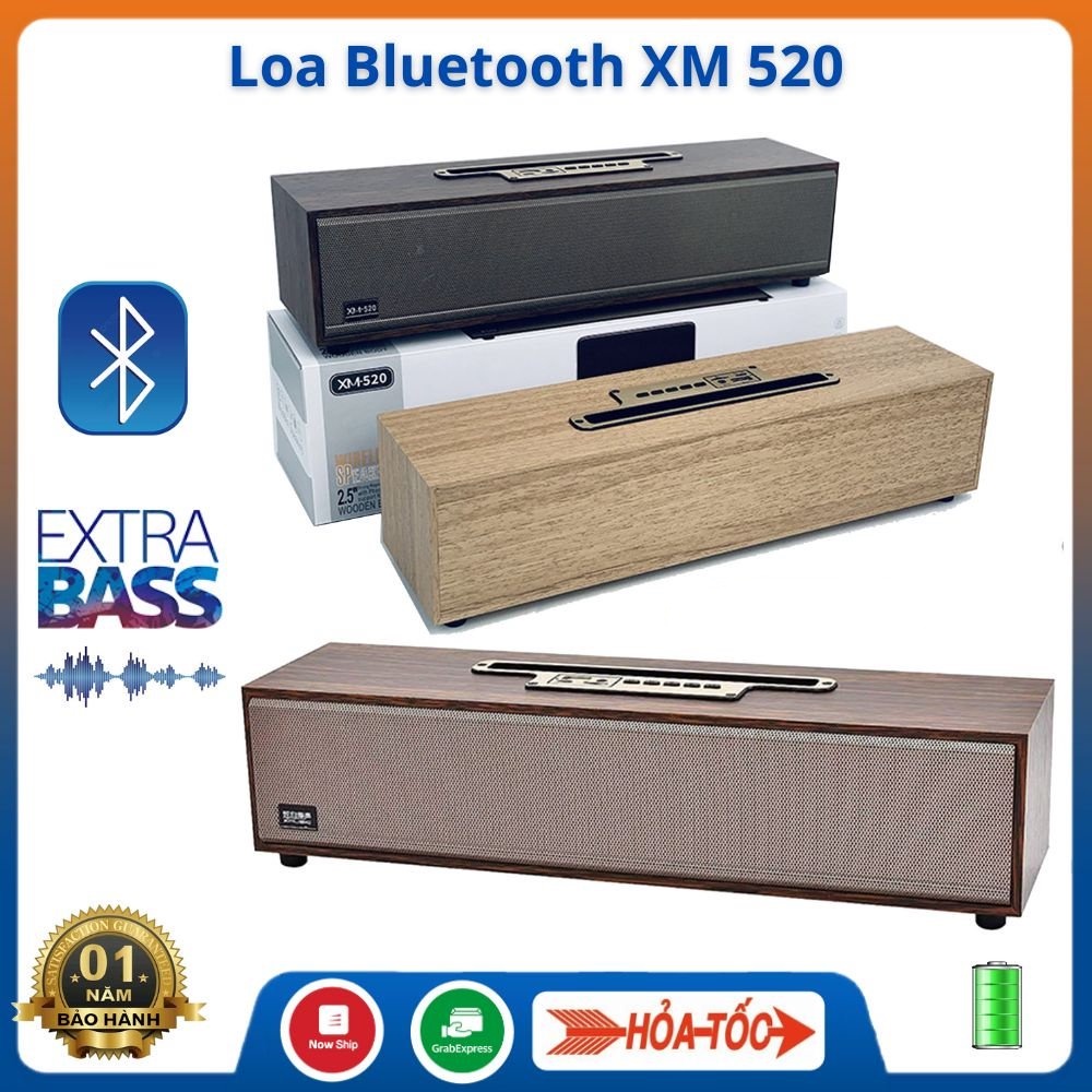 Loa Bluetooth XM 520 Vỏ Gỗ Bass Khoẻ Siêu Hay, Công Suất 20W siêu trầm, Có Giá Đỡ Điện Thoại ...