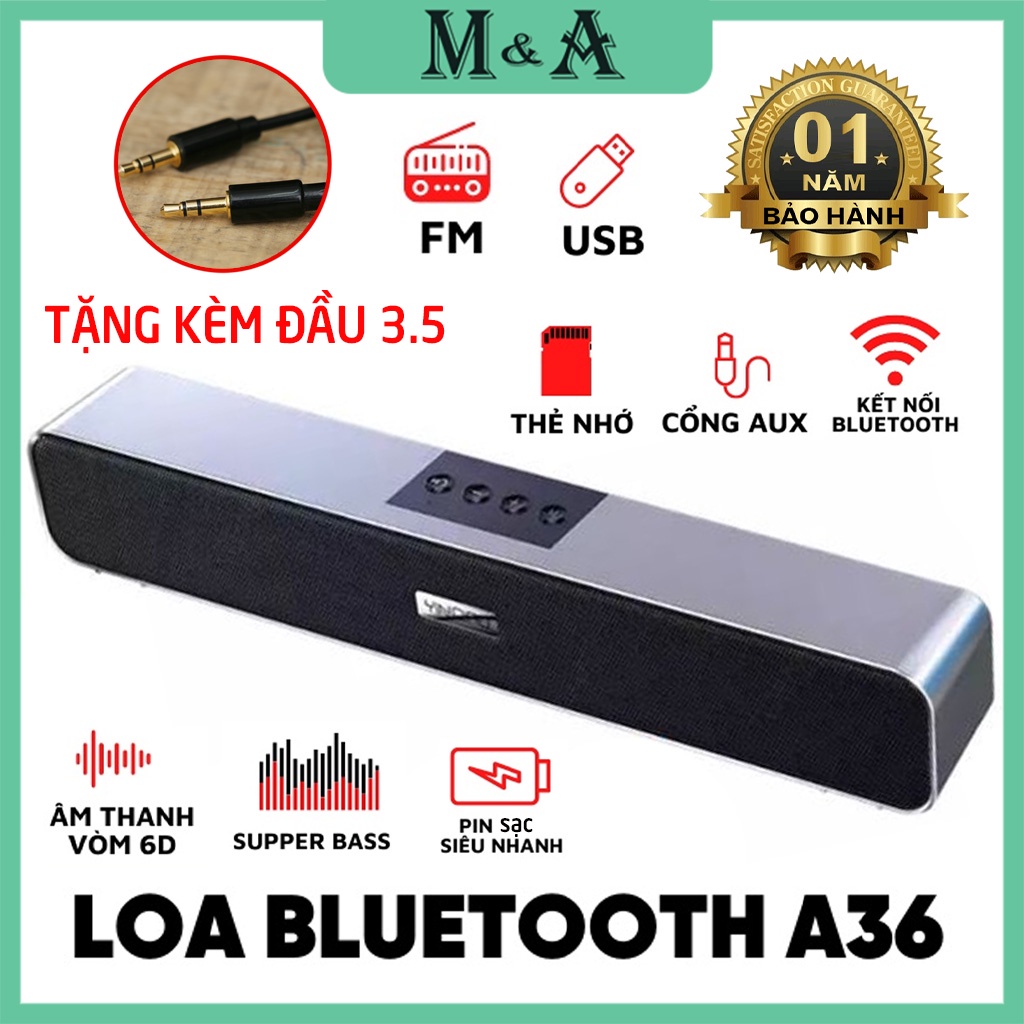 Loa bluetooth loa máy tính Laptop loa vi tính, tivi để bàn A36 Bass cực ...