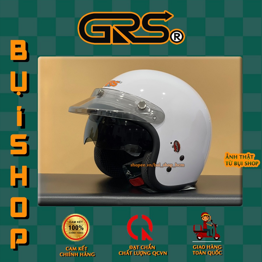 Mũ bảo hiểm Grs 3/4 đầu kính âm GRS A388k mới - Helmet dấu kính nón ...