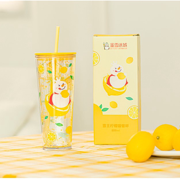 Mixue - Bình Giữ Nhiệt Mixue Snow King Lemon Straw Cup Dung Tích 800ml ...