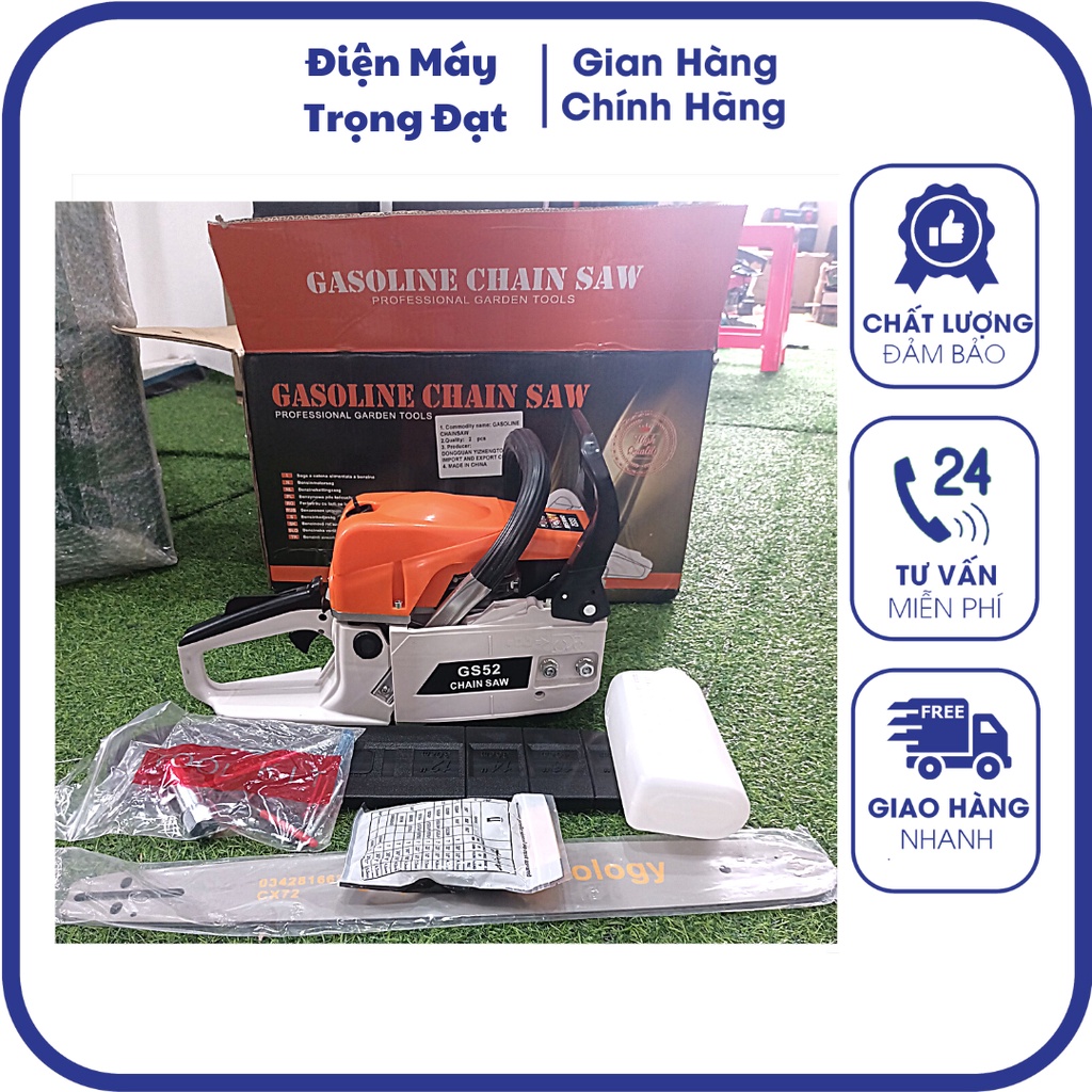 Máy Cưa Xích Chạy Xăng Gs52 - Lam Dài 50Cm Tặng Kèm Chai Nhớt | Shopee Việt Nam