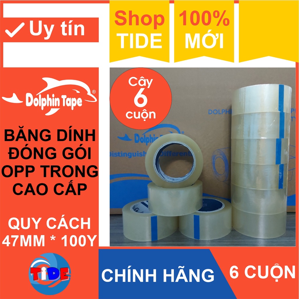 6 cuộn Băng dính trong 47mm x 100Y đóng gói hàng hóa – Băng keo trong OPP chuyên dùng trong công ...